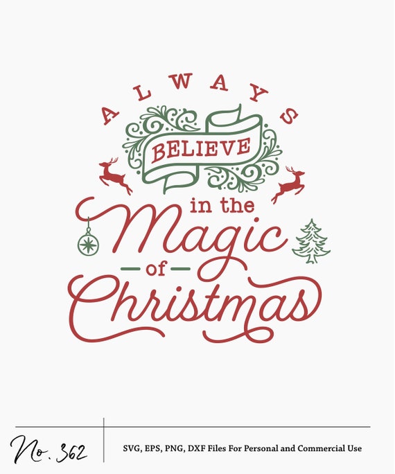 Vintage Christmas SVG Believe in the Magic of Christmas SVG | Etsy