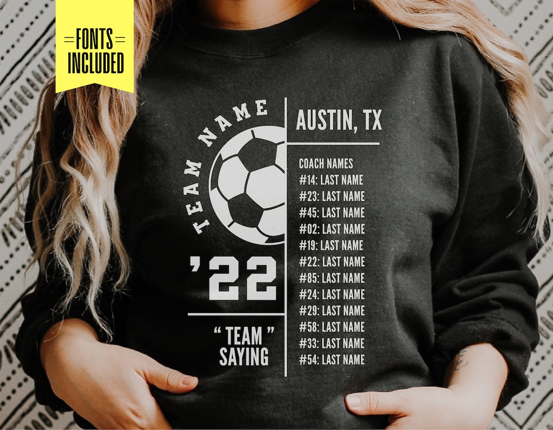 Soccer Your Team Svg Soccer Roster Svg Player Template Ai - Etsy UK
