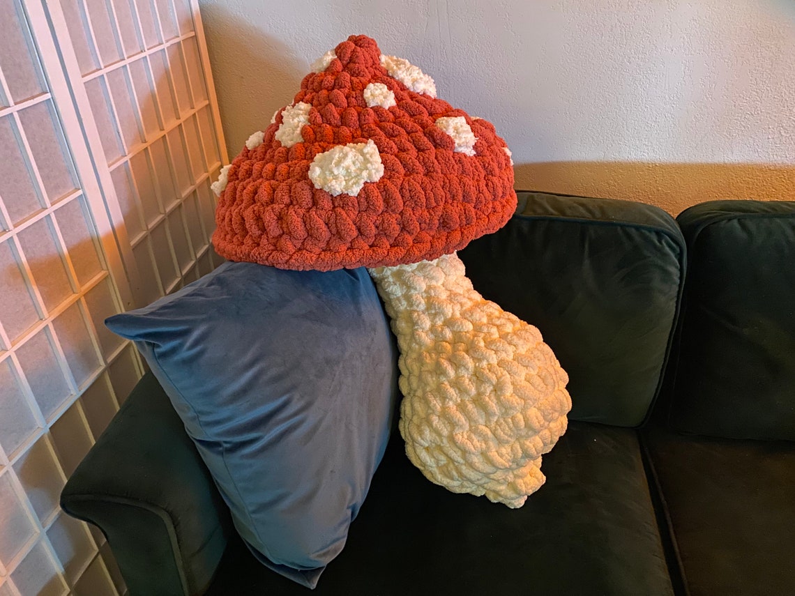 Giant Fluffy Crochet Spotted Mushroom Cute Handmade Squishy - Etsy