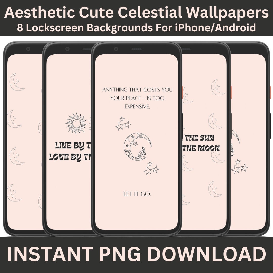 Cute Spiritual Aesthetic Celestial Pink Wallpaper Quote Background Lock ...