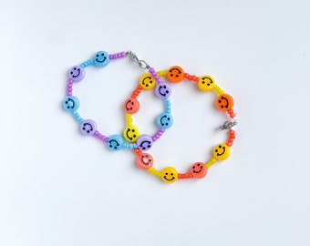 Smiley Face Beaded Bracelet - Etsy