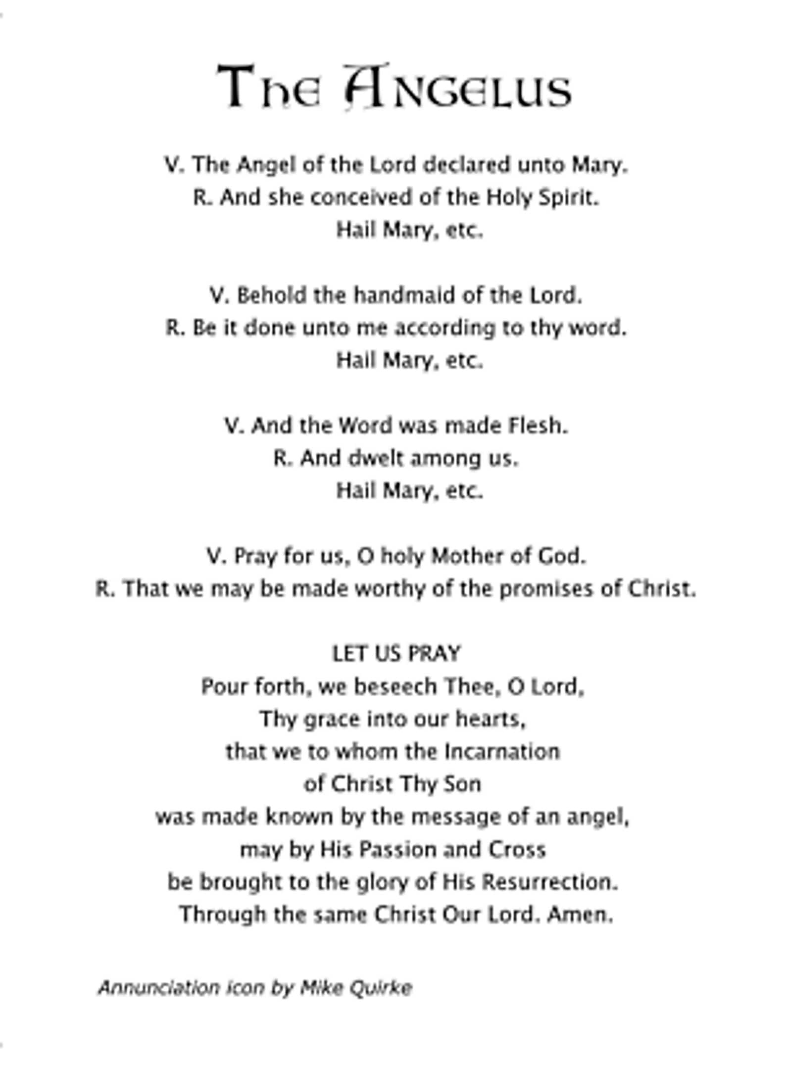 The Annunciation and Angelus Prayer A7 Prayer Card - Etsy