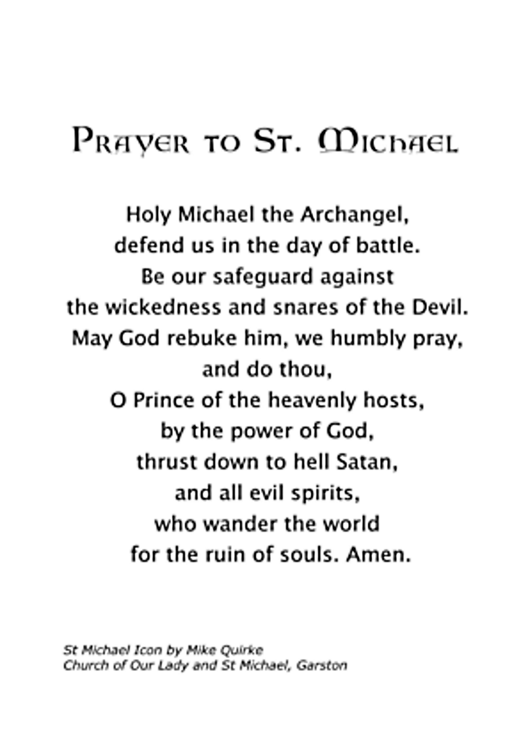 St. Michael Icon and Prayer l A7 Prayer Card | Etsy