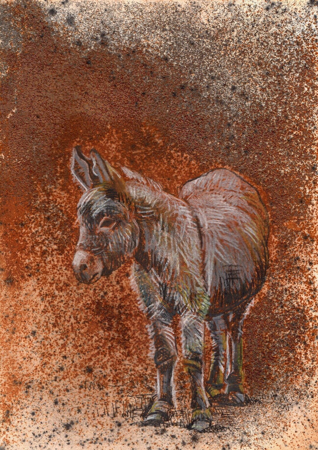 Christmas Card Little Donkey A6 With Envelope Blank for - Etsy