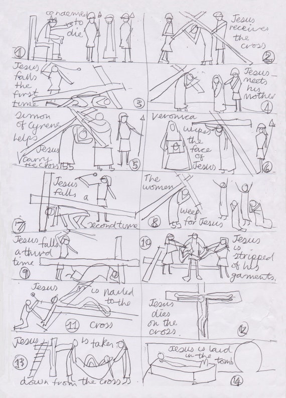 Stations of the Cross L A7 Prayer Card - Etsy