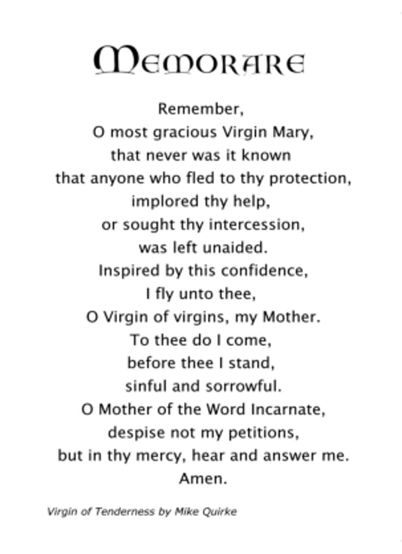 Memorare | A7 Prayer Card - Etsy