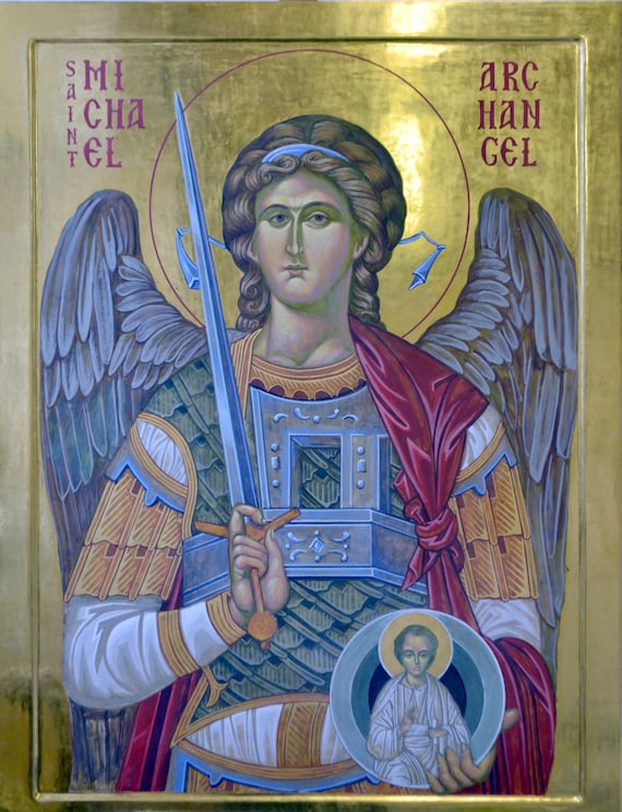 St. Michael Icon and Prayer L A7 Prayer Card | Etsy