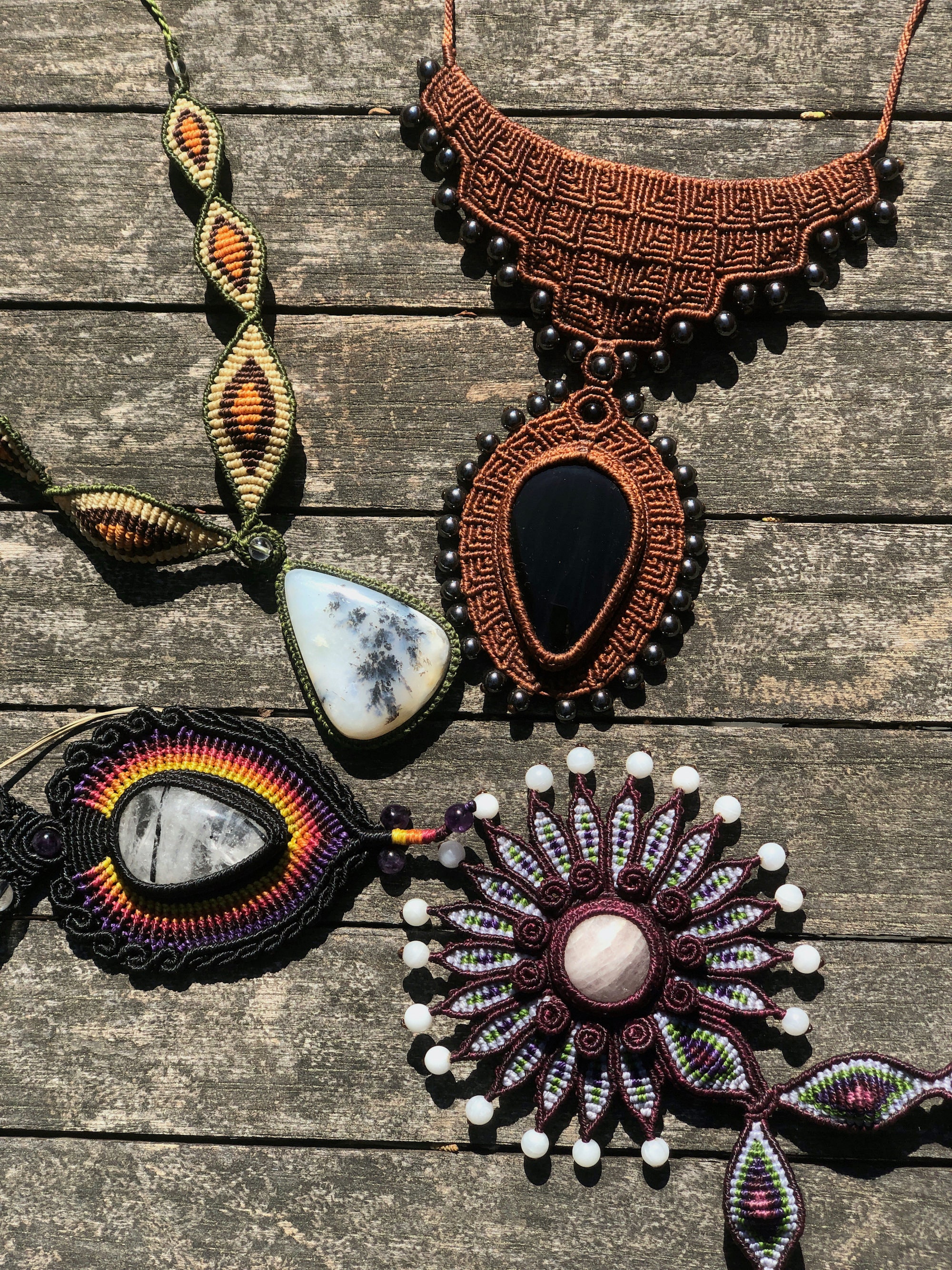 Peruvian Obsidian Determination Macramé Necklace - Etsy UK