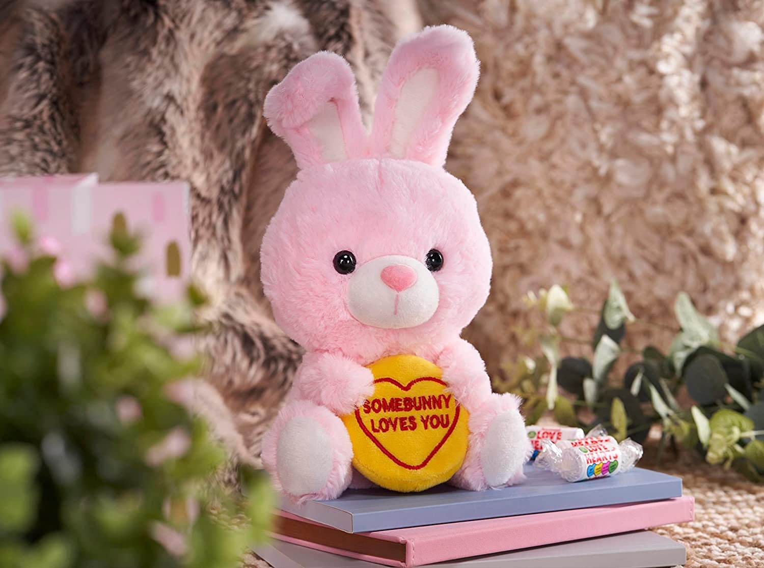 Swizzels Love Hearts Pink Easter Bunny 'somebunny Loves You' Soft Toy ...