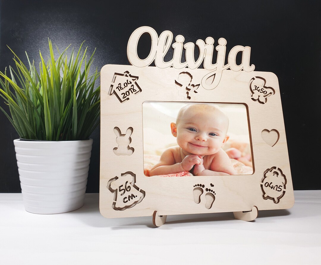 Baby First Picture Frame, Baby Stats, Birth Announcement, Baby Photo ...