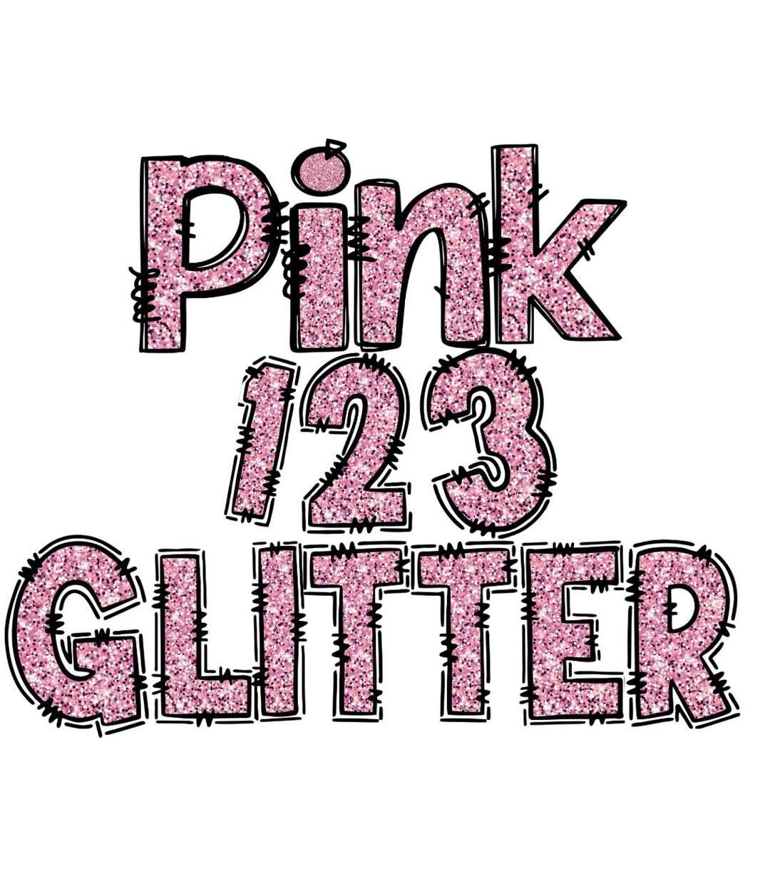 Pink Glitter Doodle Letters Upper and Lower Case Letters and Numbers - Etsy