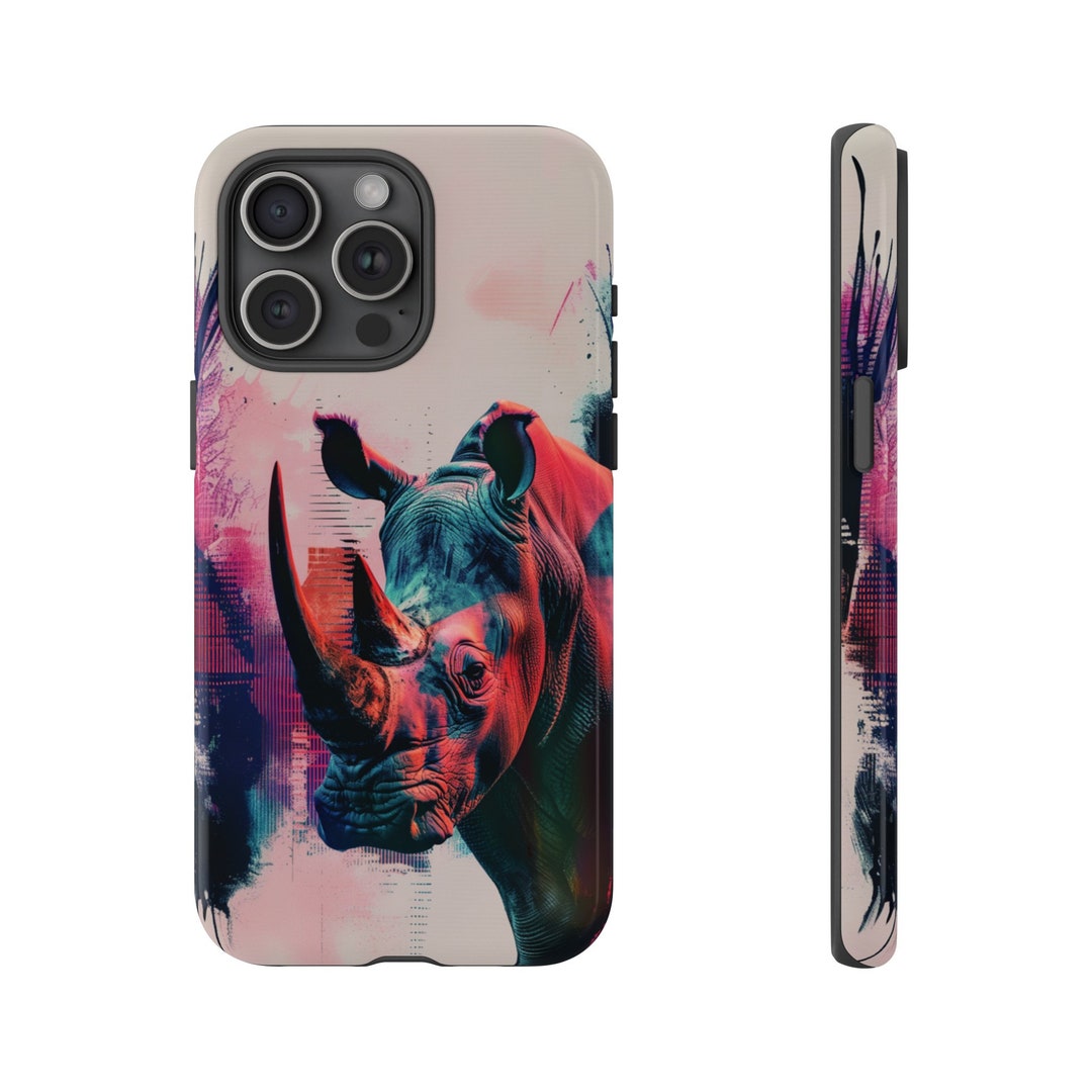Phone Case for Galaxy, Iphone, Pixel Abstract Rhino: Colorful ...