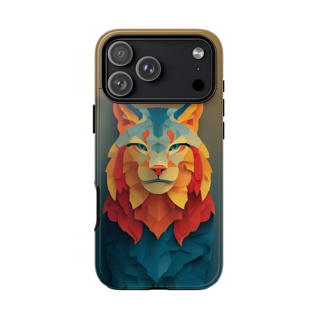 Bobcat Vector Layered Orange Teal Phone Case for iPhone 17 Pro Max 17e ...