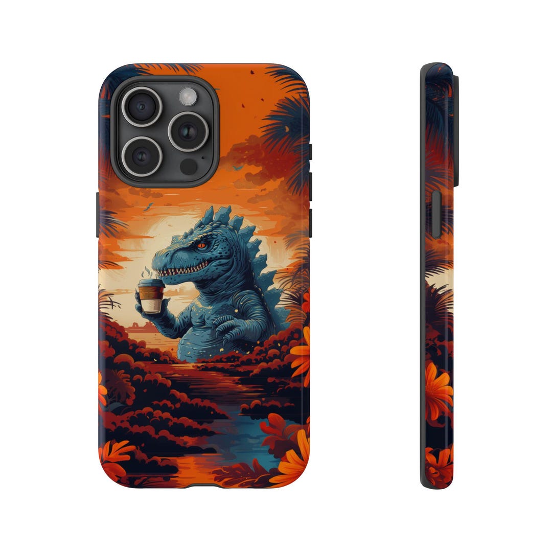 Kaiju Dinosaur Coffee Cup Dino - Phone Case for iPhone 16 16e 15 14 13 ...