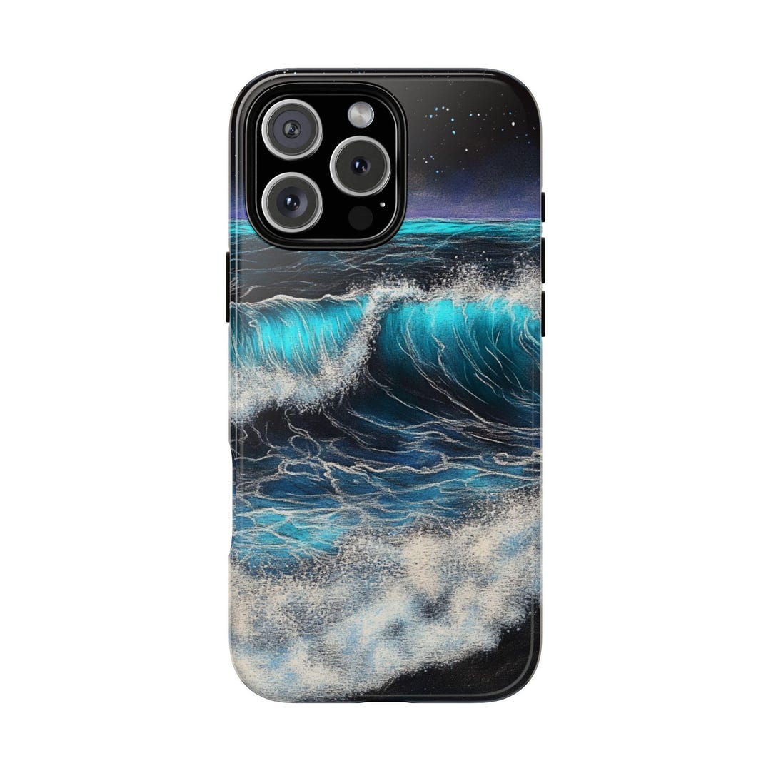Pastel Ocean Waves Night Glowing Sea - Premium Shockproof Case for ...