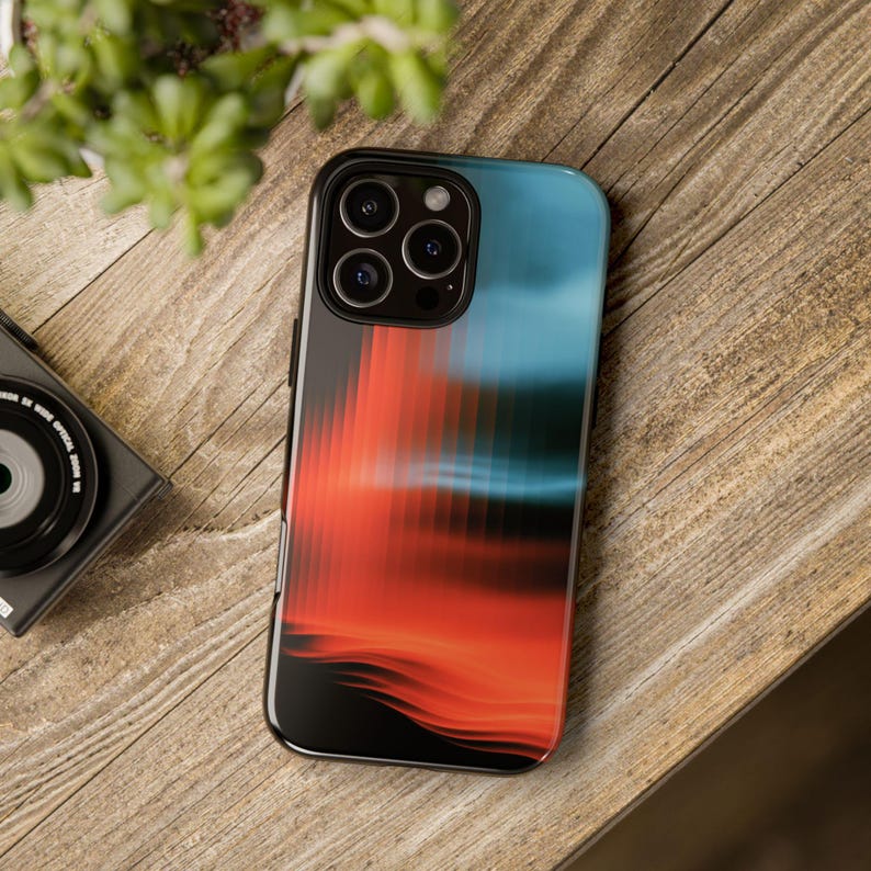 Glitch Wave Solar Red Cyan Custom Phone Case – Iphone, Samsung Galaxy ...