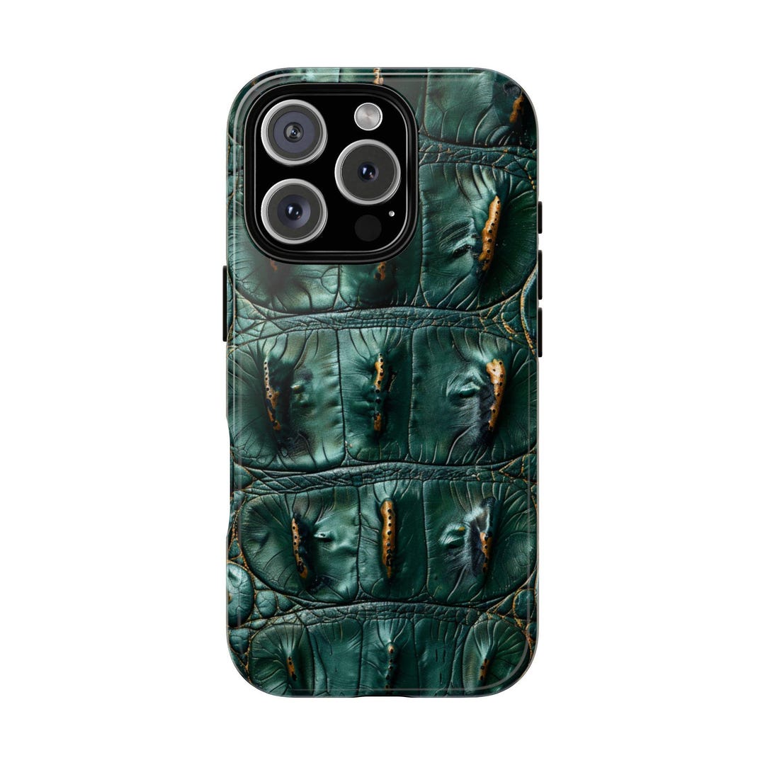 Dark Green Crocodile Skin Croc Pattern UV Print Phone Case for iPhone ...