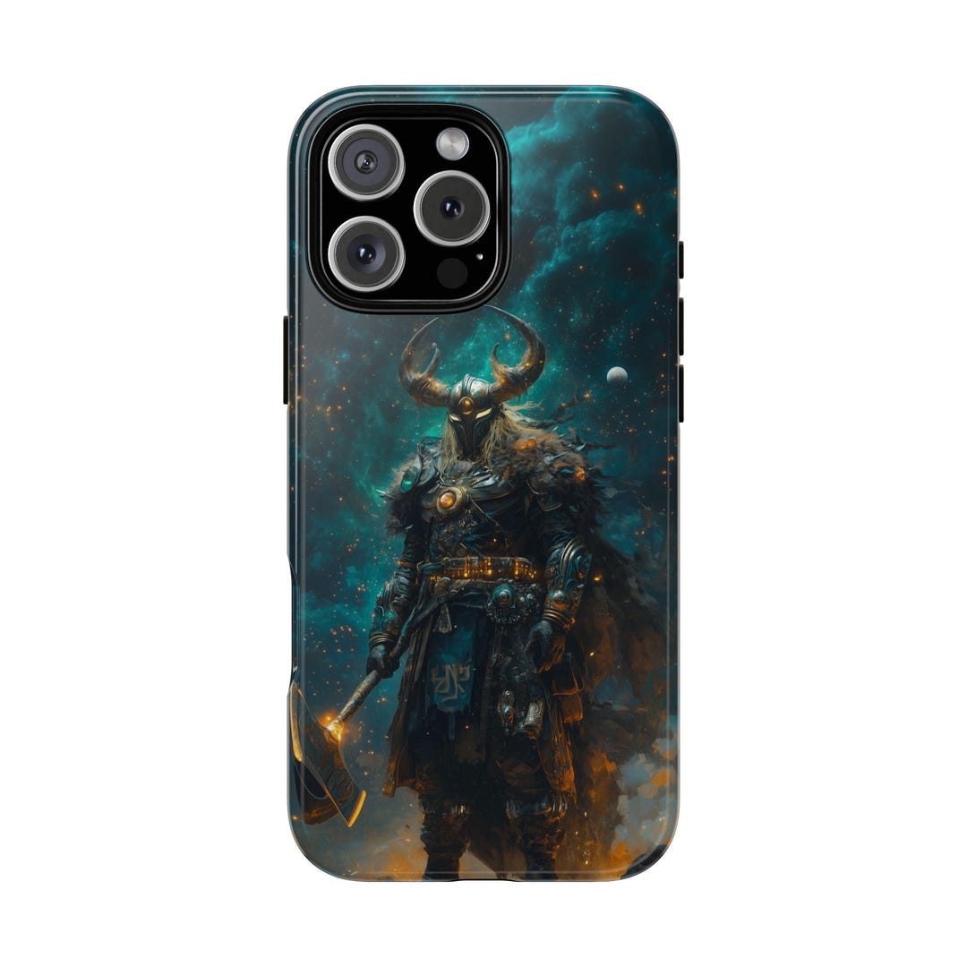 Space Age Norse Warrior Cosmic Viking Phone Case for iPhone 16 16e 15 ...
