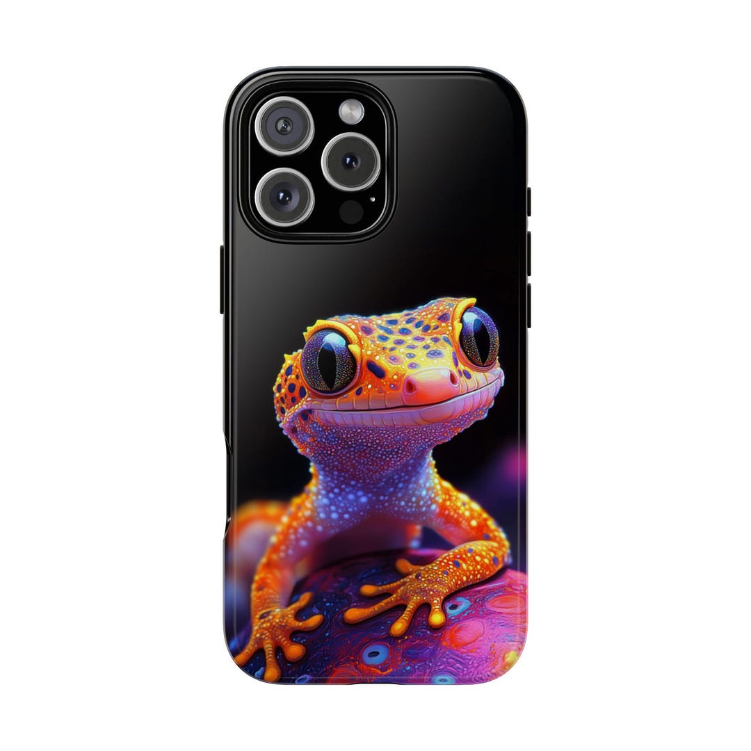 Yellow Purple Leopard Gecko Lizard Phone Case for iPhone 16 15 14 13 12 ...