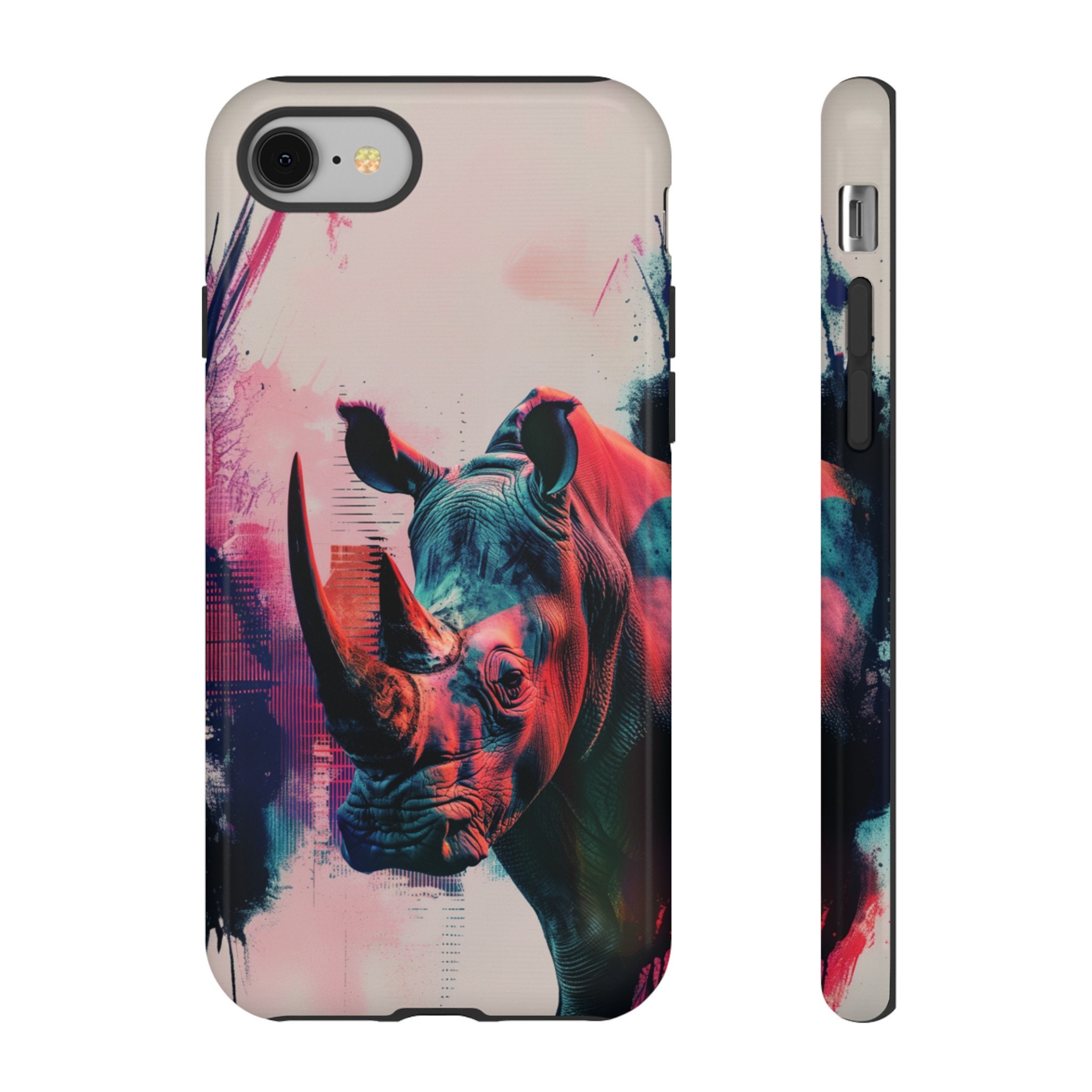 Phone Case for Galaxy, Iphone, Pixel Abstract Rhino: Colorful ...