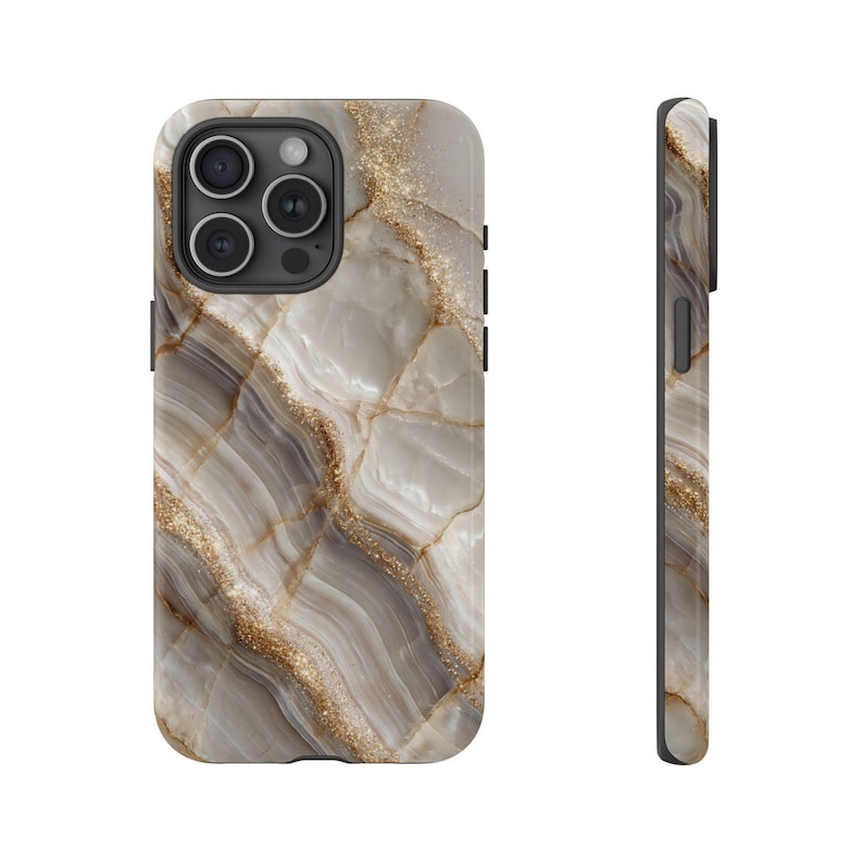 Cream Marble Gold Vein Geode Rock Custom Phone Case – Iphone, Samsung ...