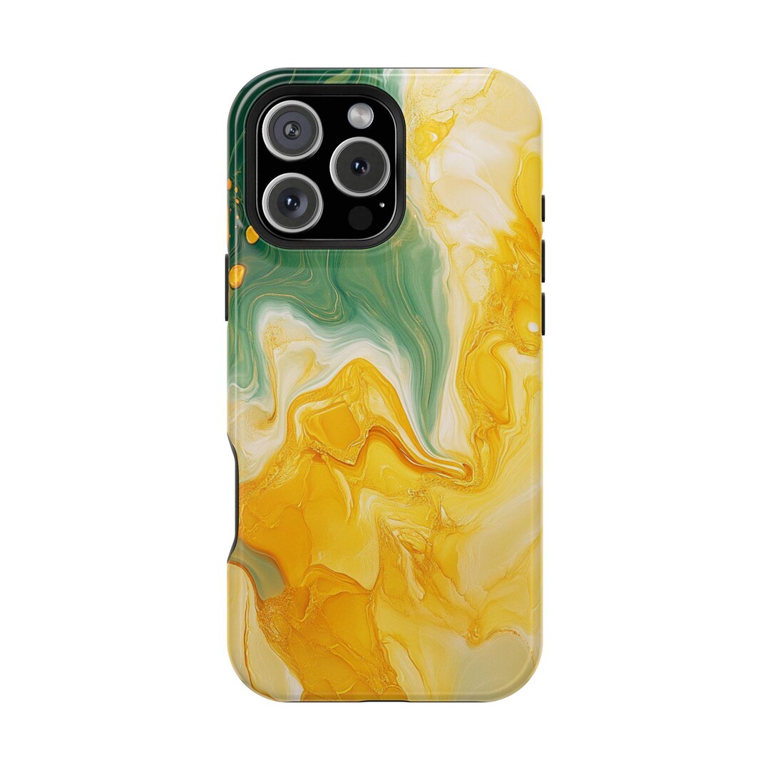 Bright Yellow Cream Swirling Colors Phone Case for iPhone 16 16e 15 14 ...