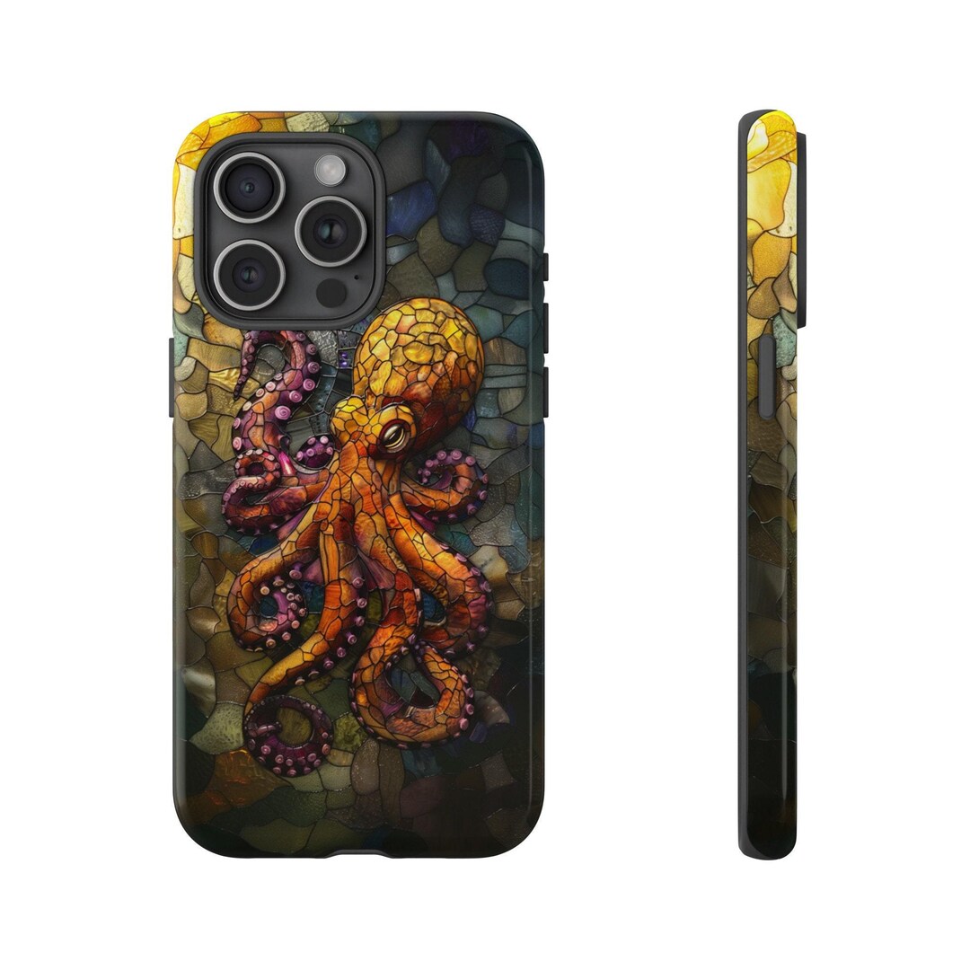 Phone Ink - Octopus Cephalopod Yellow Purple Stained Glass Case: Iphone ...