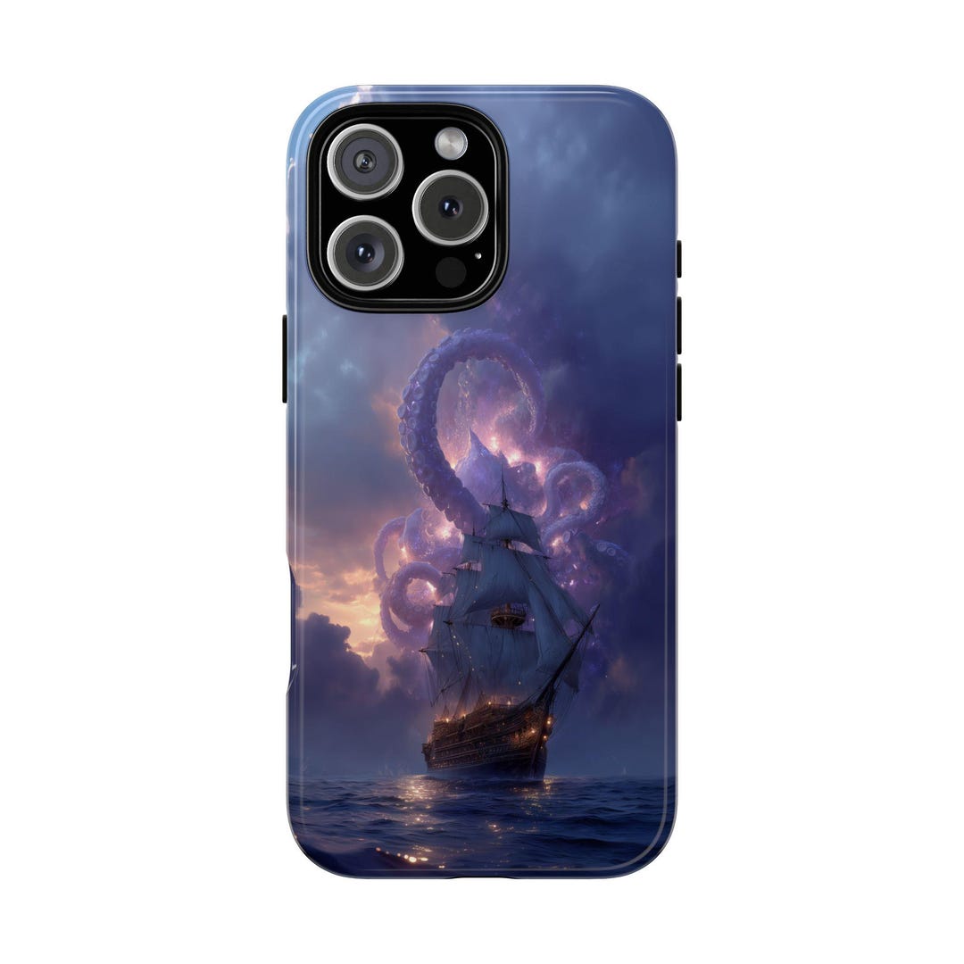 Galleon Ship Kraken Purple Ocean Storm - Phone Case for iPhone 16 16e ...