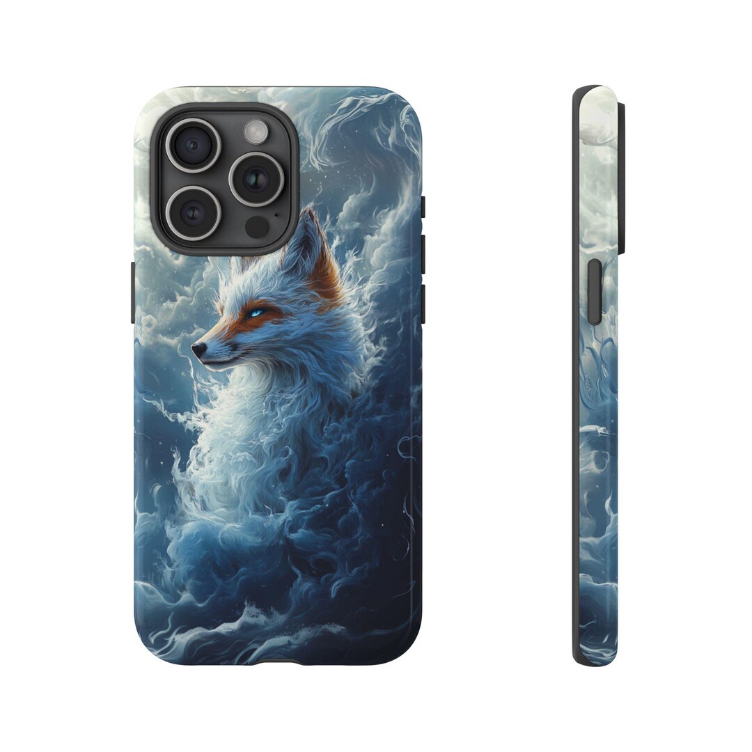 Kitsune Arctic Fox Case, White Orange Animal Foxes Cover, Cloudy Smoke ...