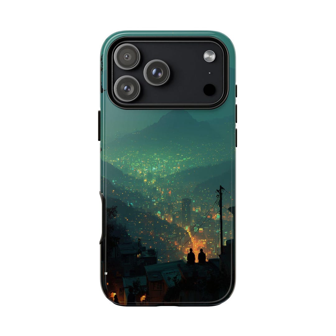 City at Night Teal Neon Atmosphere Phone Case for iPhone | Galaxy ...