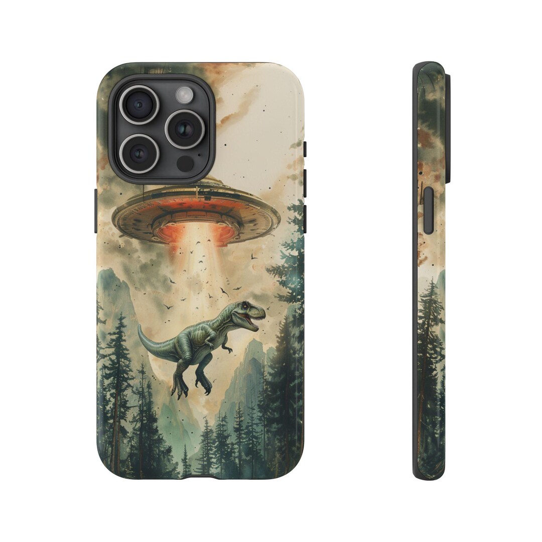UFO Dino Abducting T-rex Dinosaur Cover Phone Case for Galaxy S24 S23 ...