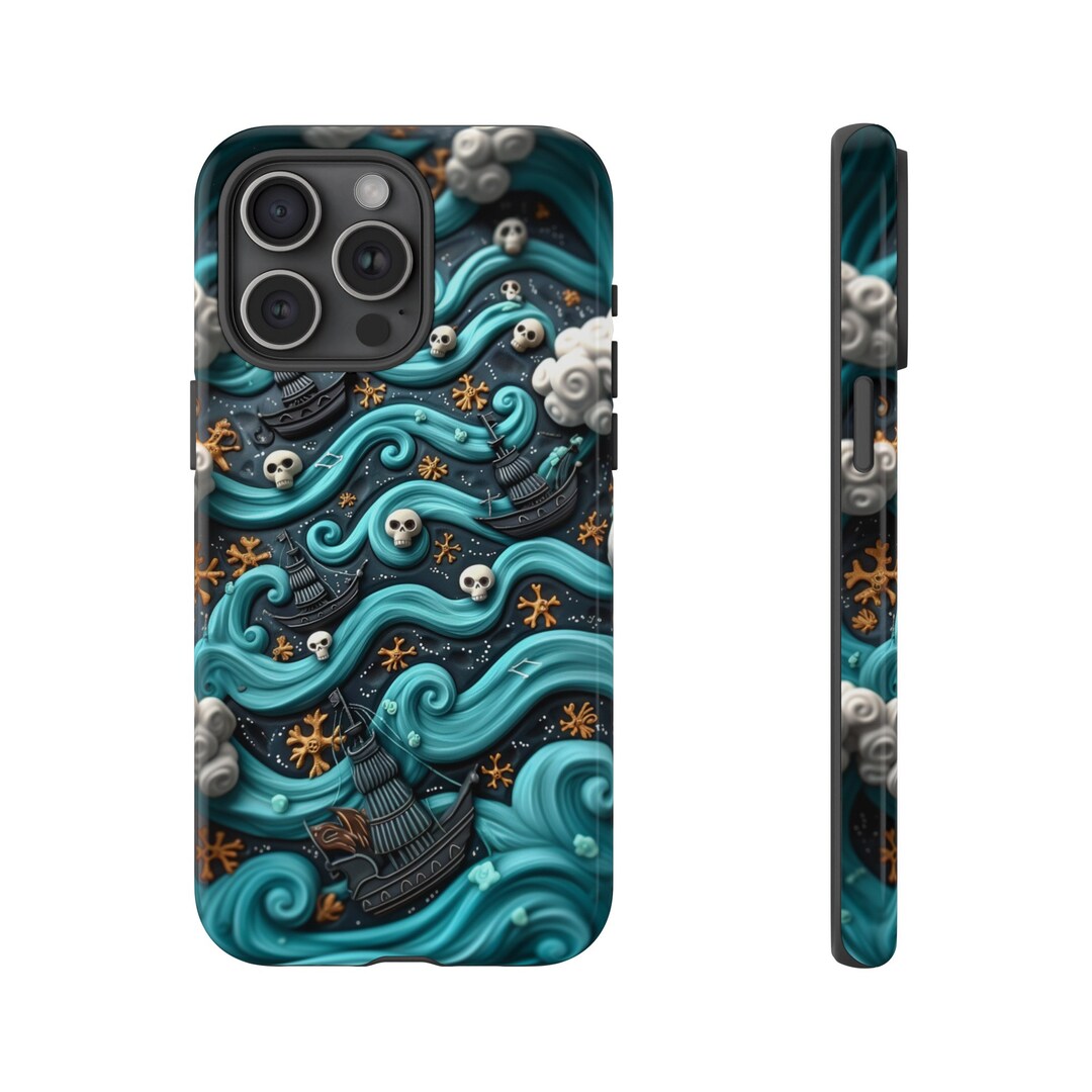 Cute Spooky Ghosts Pirate Ship Phone Case - Blue Ocean Halloween ...