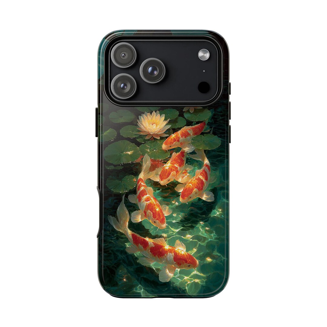 Koi Fish Swimming Radiant Pond Phone Case: iPhone 17 16 15 14 13 12 ...