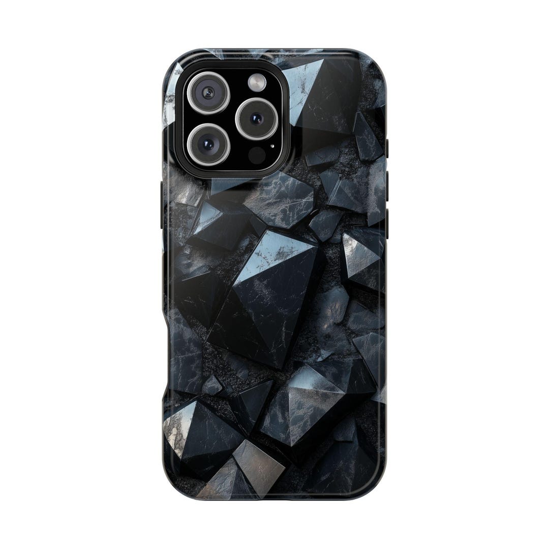 Obsidian Geometry Black Diamond Crystal Rock Phone Case for iPhone 16 ...
