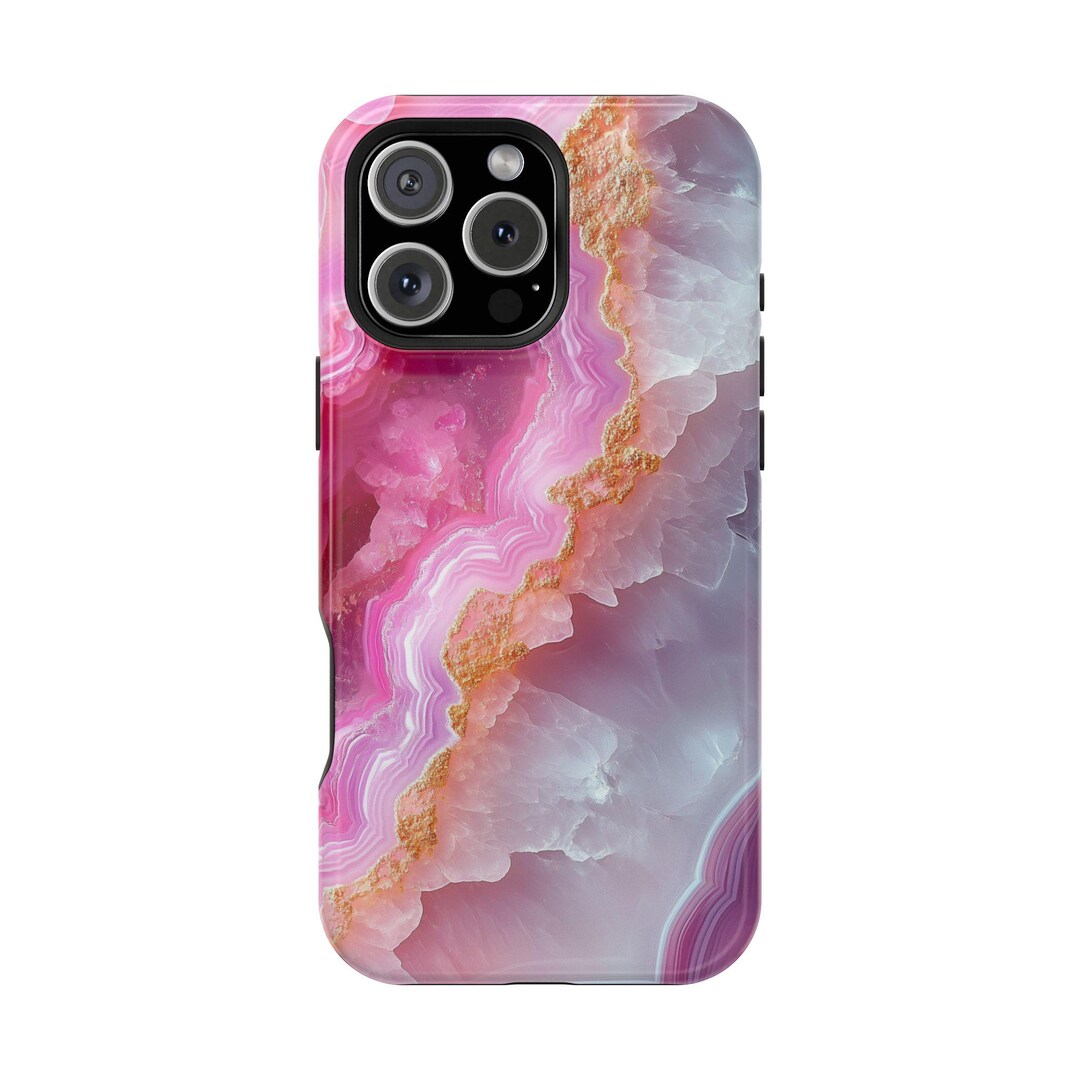 Bright Pink White Agate Crystal Rock Phone Case: Iphone, Galaxy, Pixel ...