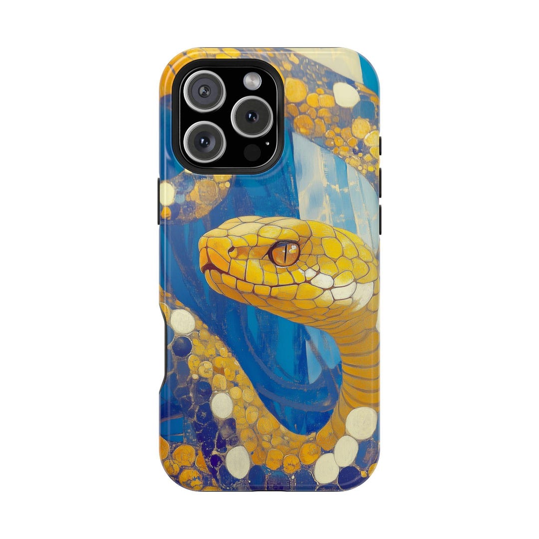 Yellow Snake Abstract Sky Blue Phone Case: Iphone, Galaxy, Pixel ...