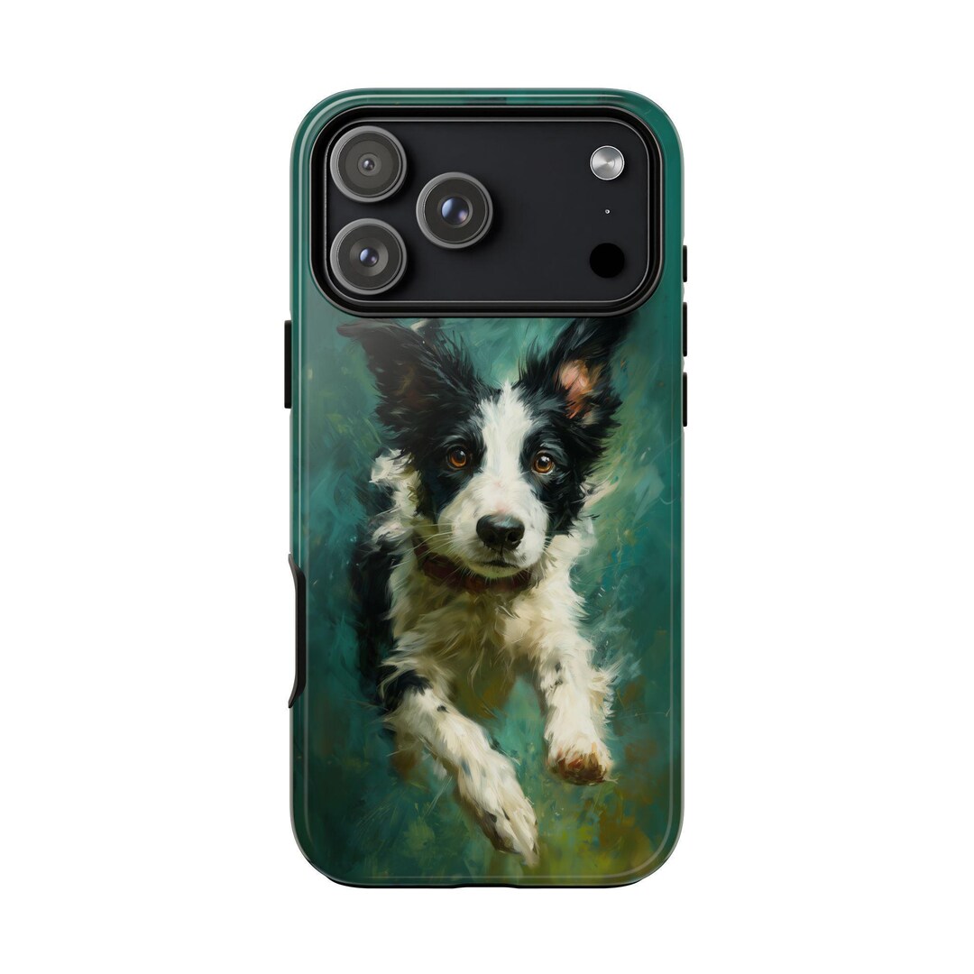 Border Collie Dog Dynamic Green Painting Phone Case: Iphone, Galaxy ...