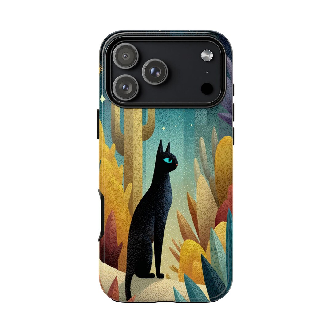 Black Cat Desert Turquoise Oasis Phone Case | Tough Slim Cover: iPhone ...