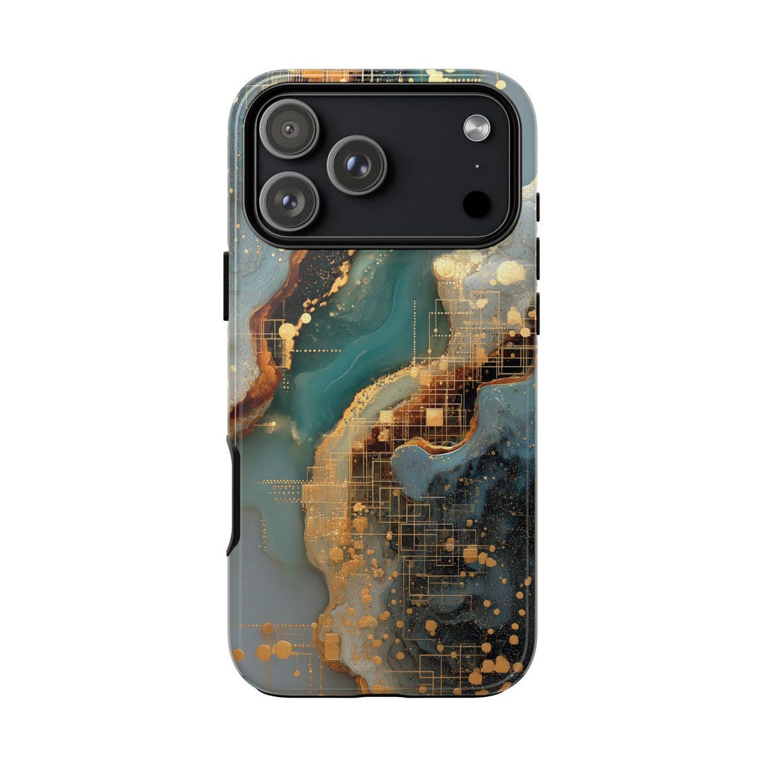 Digital Epoxy Teal Gold Static Geometry | Phone Ink Case: Personalized ...