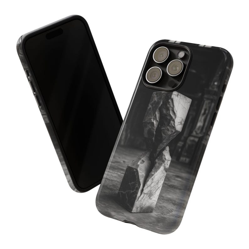 Stone Pillar Obsidian Marble Art Cover Phone Case for iPhone 17 16 15 ...