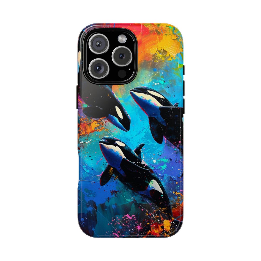 Killer Whale Orca Ocean Colorful Marine Phone Case for iPhone 16 16e 15 ...