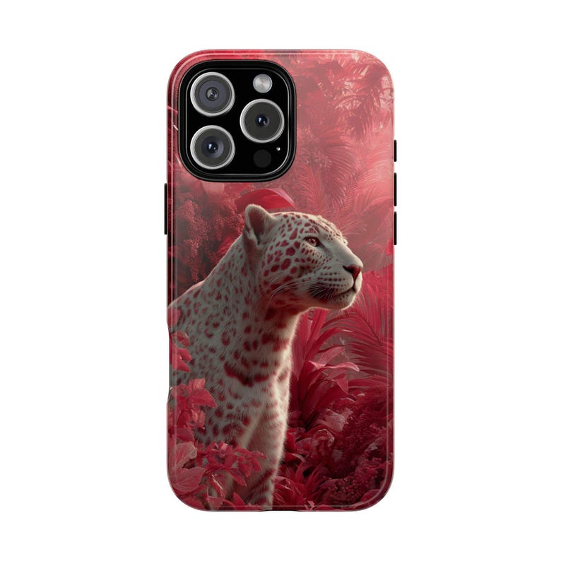 Iphone, Galaxy, Pixel Case | Spotted Leopard Pink Forest Exotic Cat - Etsy