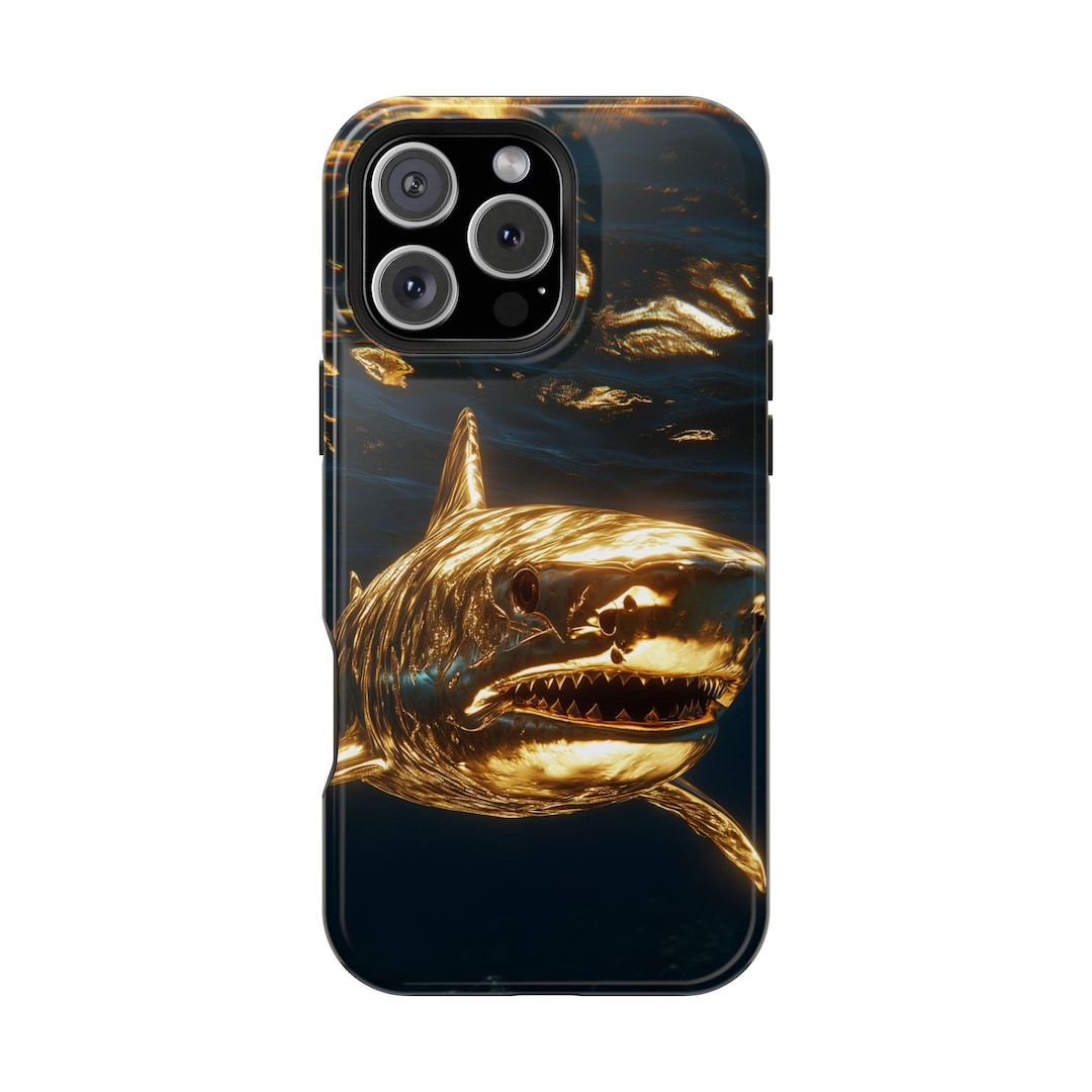 Gold Tiger Shark Deep Ocean Golden Sharks Phone Case for iPhone 16 16e ...