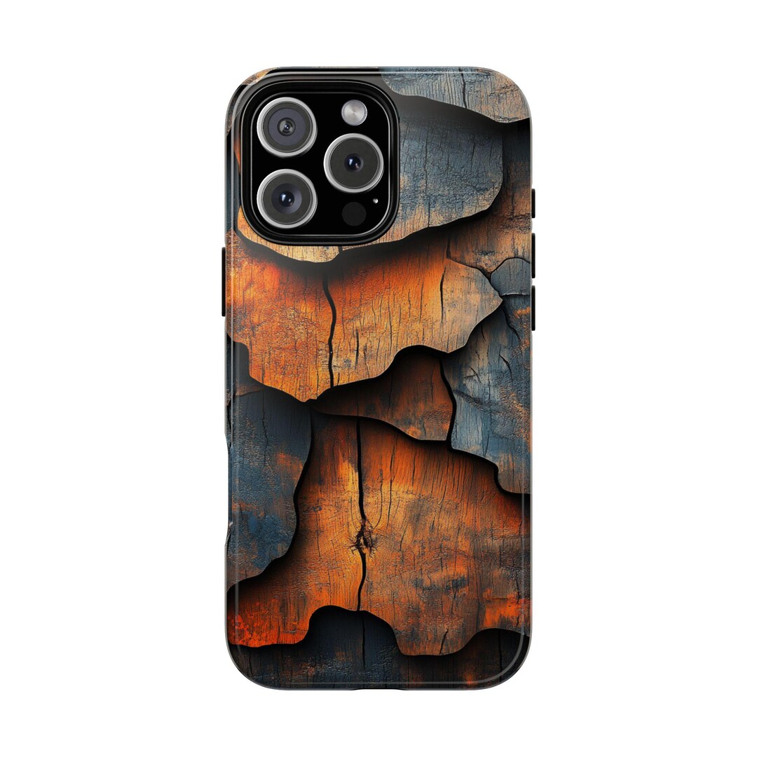 Charred Wooden Tree Bark Wood Print Phone Case for iPhone 16 16e 15 14 ...