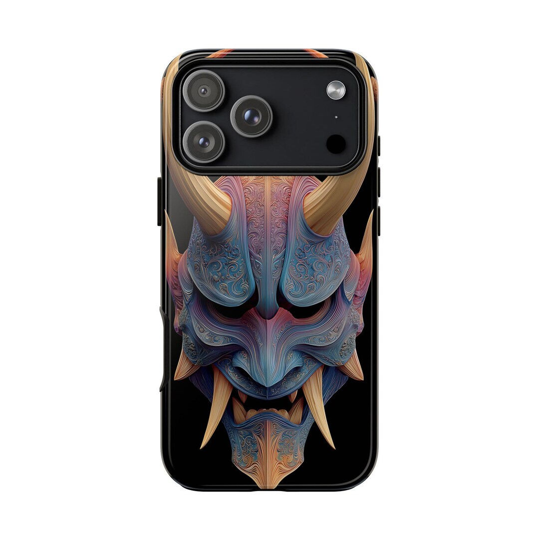 Oni Mask Japanese Teal Pink Art Phone Case | Tough Slim Cover: iPhone ...