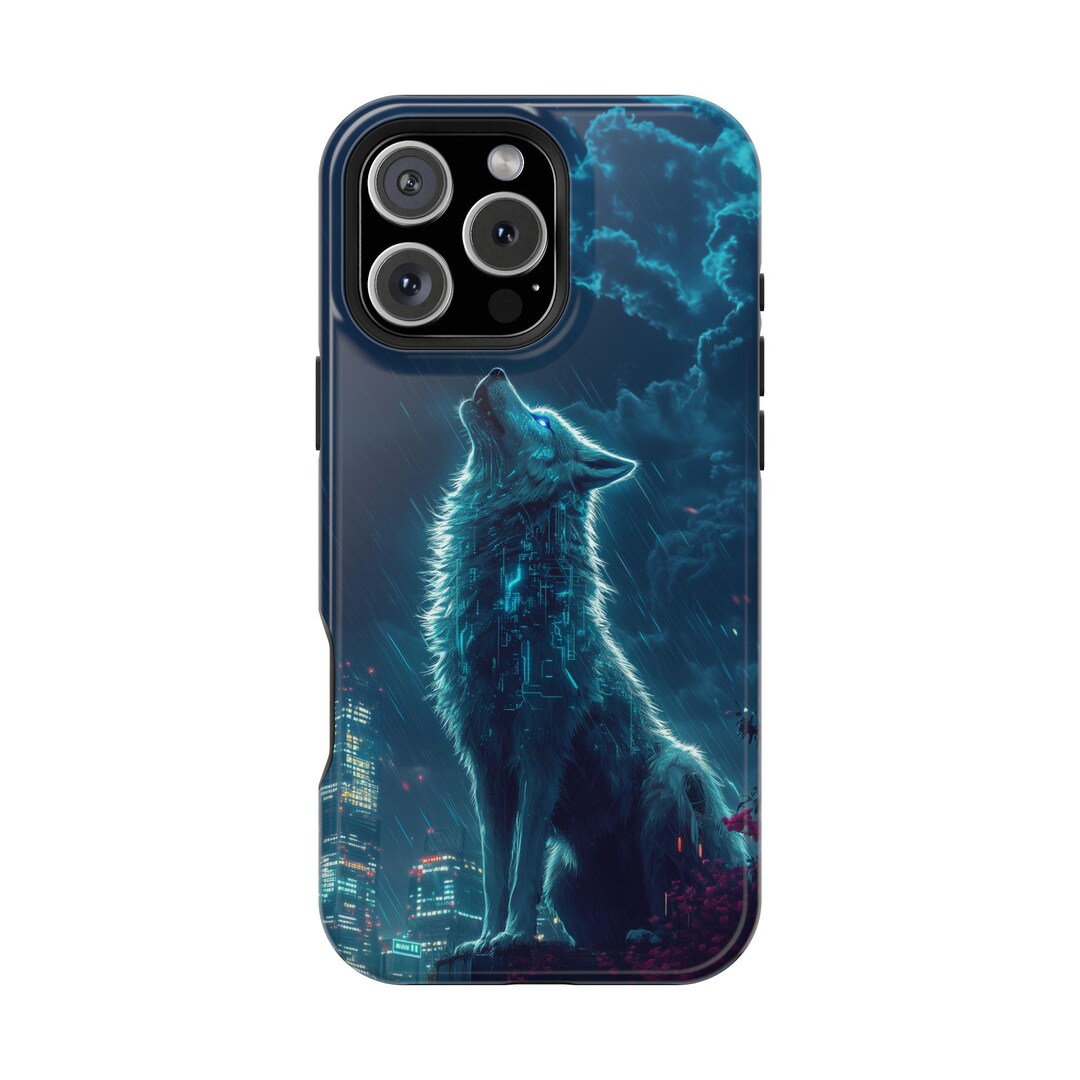 Circuitry Blue Wolf Neon City Pulse Phone Case: Tough Cover for iPhone ...