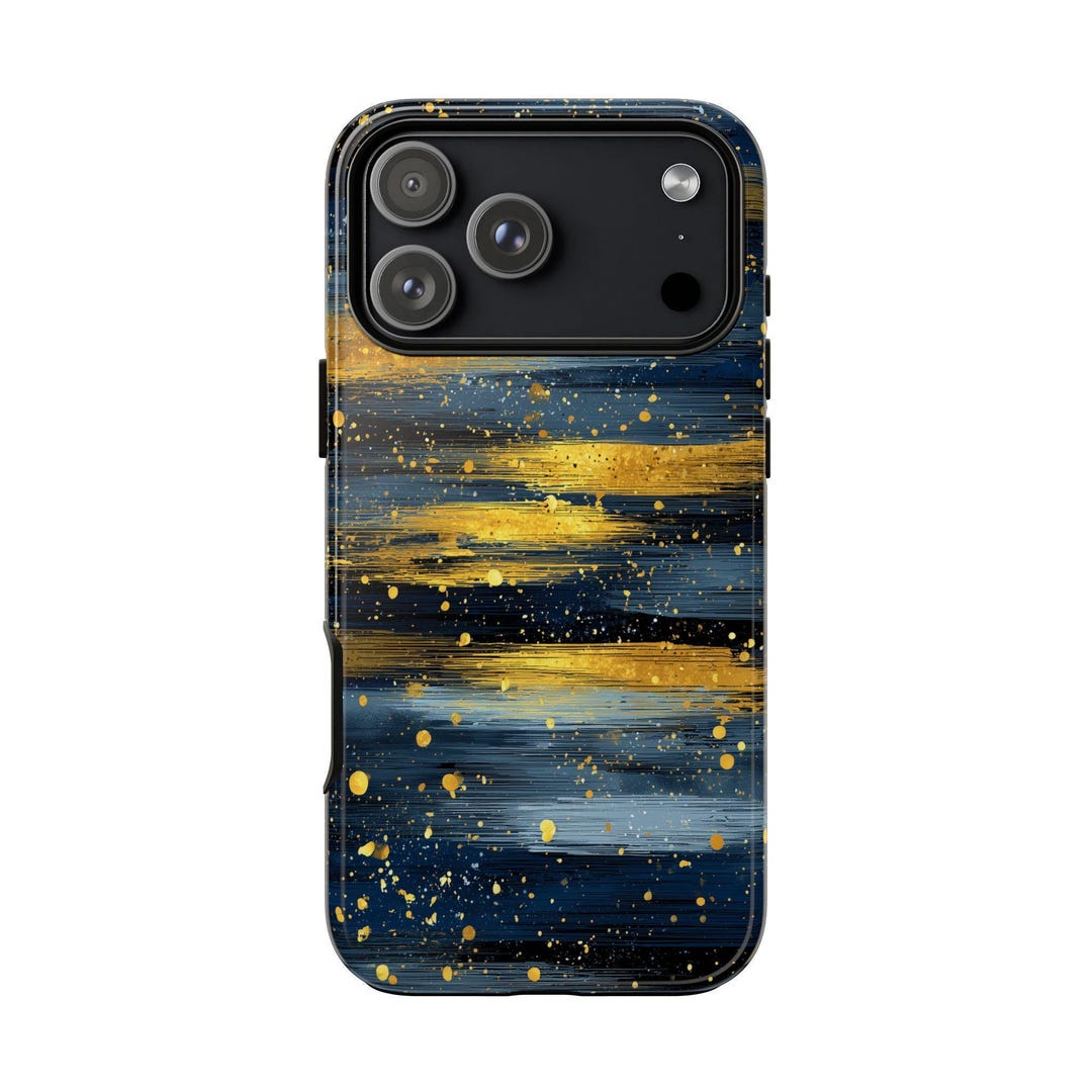 Navy Blue Gold Brush Strokes Phone Case for iPhone Galaxy Pixel ...