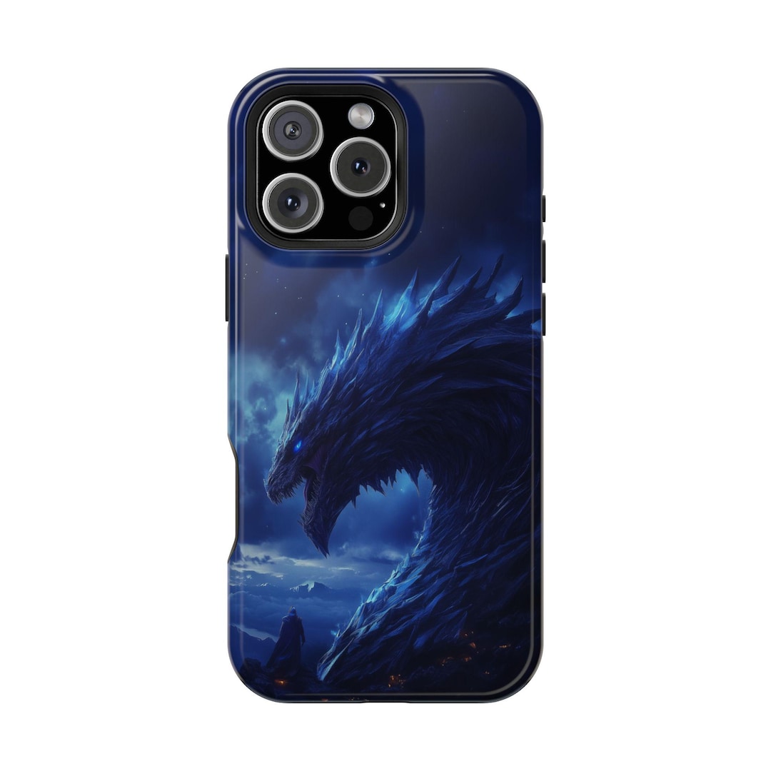 Blue Massive Dragon Titan Night Phone Case for iPhone 16 16e 15 14 13 ...