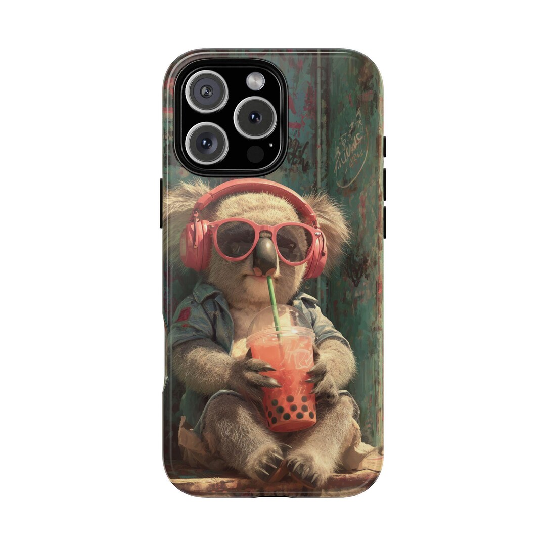 Koala Bear Headphones Bubble Tea Phone Case: Iphone, Galaxy, Pixel ...