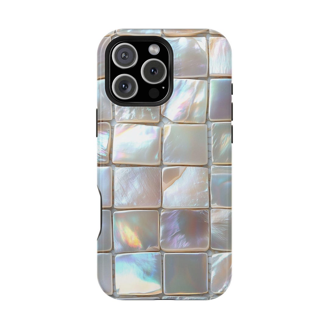 Pearl Tiles Iridescent Luxury Mosaic Phone Case for iPhone 16 16e 15 14 ...